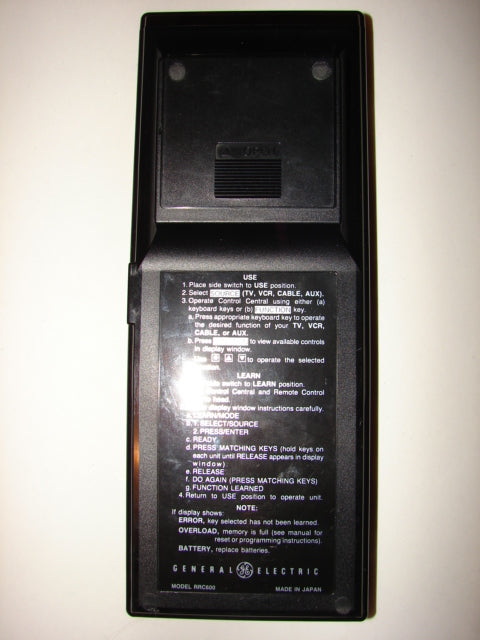 RRC600 GE Control Center Remote Control for Vintage 80s TV VCR ...